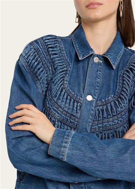 Mother The Loop De Loop Shirred Denim Jacket Bergdorf Goodman