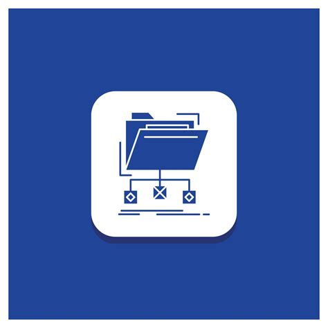 blue round button for backup data files folder network glyph icon