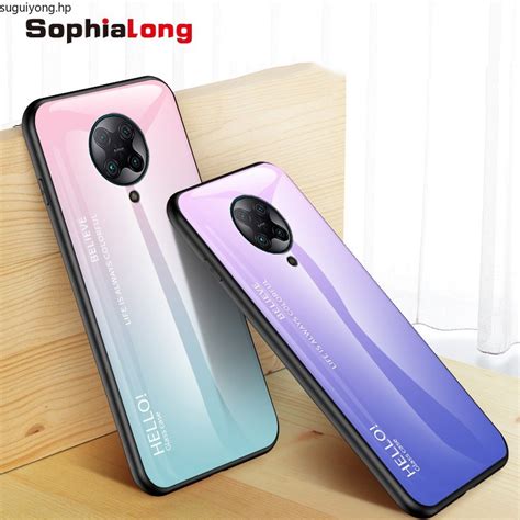 Xiaomi Poco X3 X2 Casing Fashion Hard Gradient Tempered Glass Back