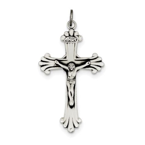 Sterling Silver Antiqued Inri Crucifix Pendant Pg97480