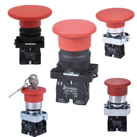 Ip65 Safety Emergency Stop Button 30mm 40mm 50mm 60mm Nonc