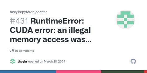 runtimeerror cuda error an illegal memory access was encountered for