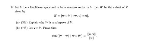 Solved Let V Be A Euclidean Space And U Be A Nonzero Chegg