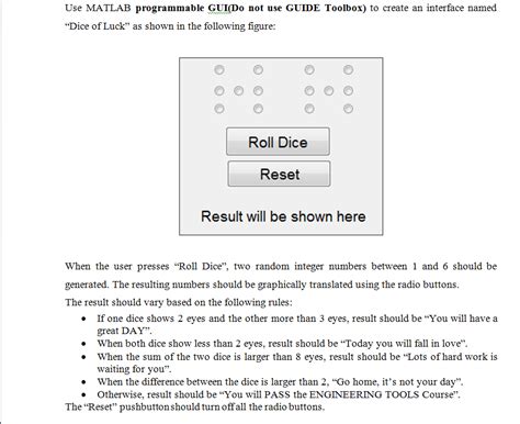 Use MATLAB Programmable GUI Do Not Use GUIDE Toolbox Chegg