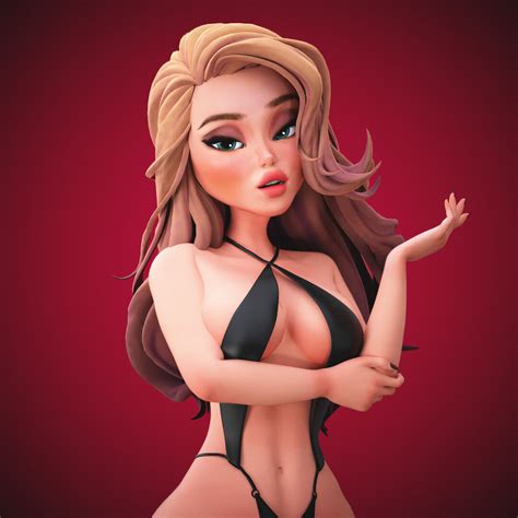 Artstation Cartoon Sexy Girl Character Rigged 3d Model Game Assets