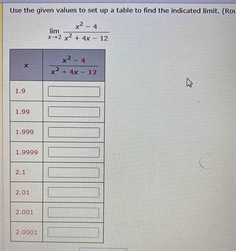 solved use the given values to set up a table to find the indicated