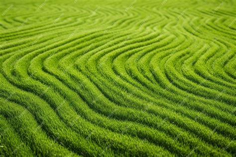A Neatly Manicured Lawn With A Pattern Mowed Into The Grass Premium