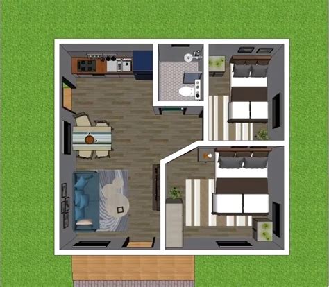 Modern Tiny House Floor Plans 20x20 2 Bedroom Adu Floor Plans