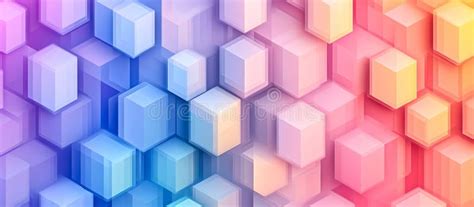 Isometric Cubes Float On A Gradient Backdrop In A Pastel Geometric