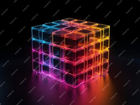 Premium Photo Black Background Wallpaper With 3d Neon Cubes Illustration