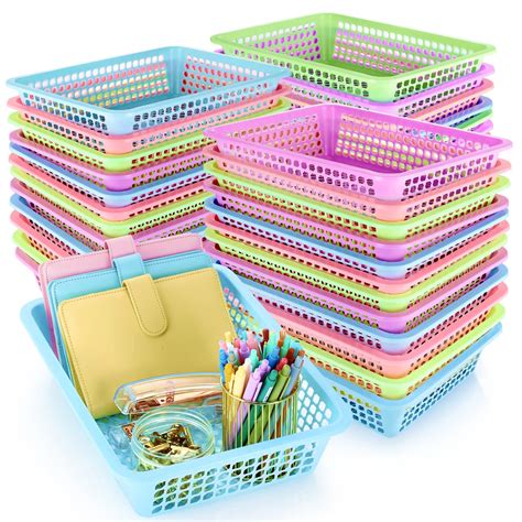 Plastic Storage Baskets Classroom Colored Storage Baskets Paper Organizer Basket Crayon And