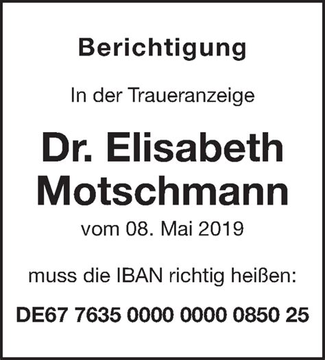 Traueranzeigen Von Elisabeth Motschmann Trauer Nn De