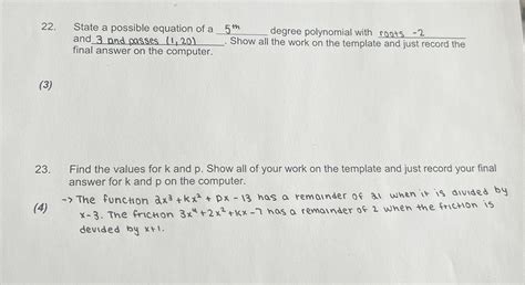 Solved State A Possible Equation Of A 5th ﻿degree
