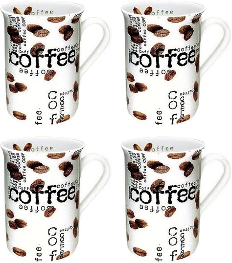 Konitz Coffee Collage 10 Ounce Mugs Set Of 4 White Home
