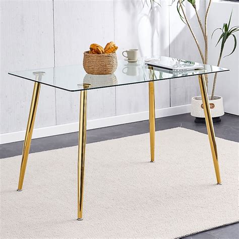Vynxaria 51inch Modern Minimalist Rectangular Glass Dining Table