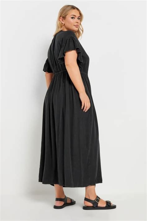 Yours Plus Size Black Button Chambray Maxi Dress Yours Clothing