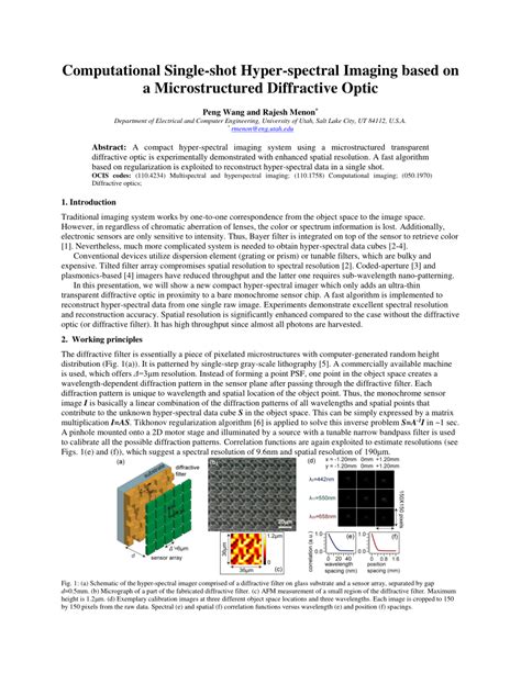 Pdf Computational Single Shot Hyper Spectral Imaging Based On A Microstructured Diffractive Optic