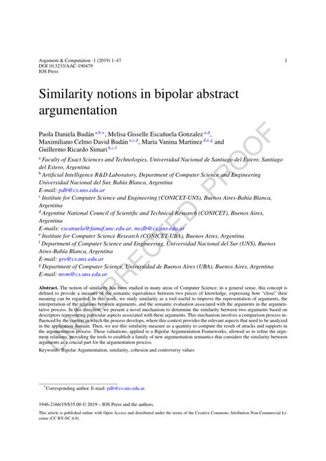 PDF Similarity Notions In Bipolar Abstract Argumentation