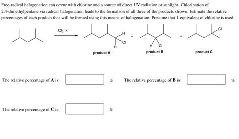 Solved Free-radical halogenation can occur with chlorine and | Chegg.com