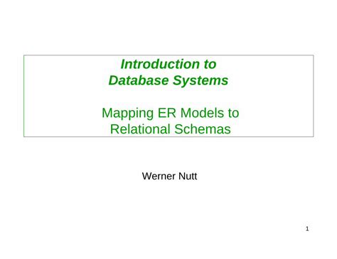 Pdf Mapping Er Models To Relational Schemas Unibznuttidbs1011