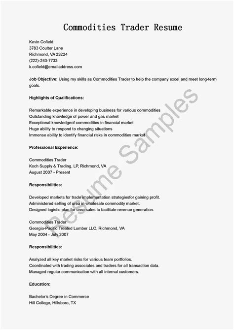 Resume Samples Commodities Trader Resume Sample Resume Samples Commodities Trader Resume Sample