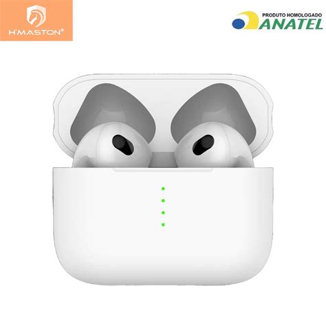 Fone De Ouvido Original H Maston Rs Bluetooth Sem Fio Tws C Microfone E Led Indicador De