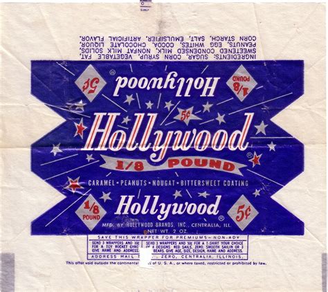 1940s Hollywood Candy Wrapper Archive 1940s Hollywood Candy Wrapper Archive