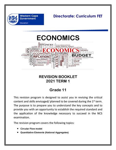 Economics Grade 11 Revision Term 1 2021 1 Directorate Curriculum Fet