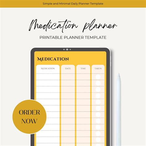 Medication Planner Printable Medicine Tracker Digital Medication