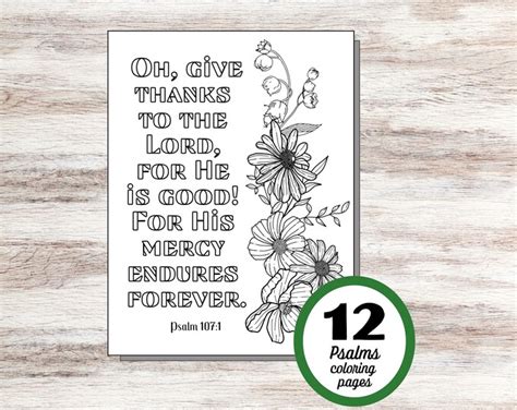 12 Psalms Coloring Pages Printable Psalms Set 1 Bible Verses Christian
