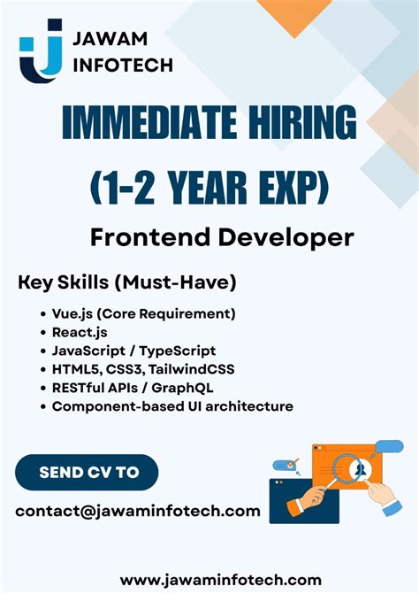 frontenddeveloper vuejs reactjs hiring immediatejoiner techjobs