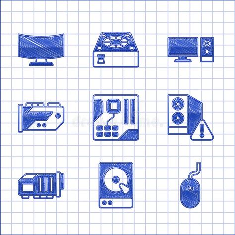 Set Motherboard Digital Chip Hard Disk Drive Hdd Computer Mouse Case Of Computer Video