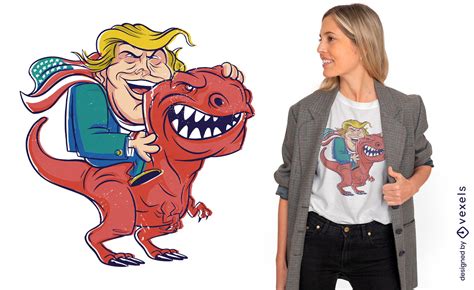 Trump On A T Rex And American Flag T Shirt Design Vector Download