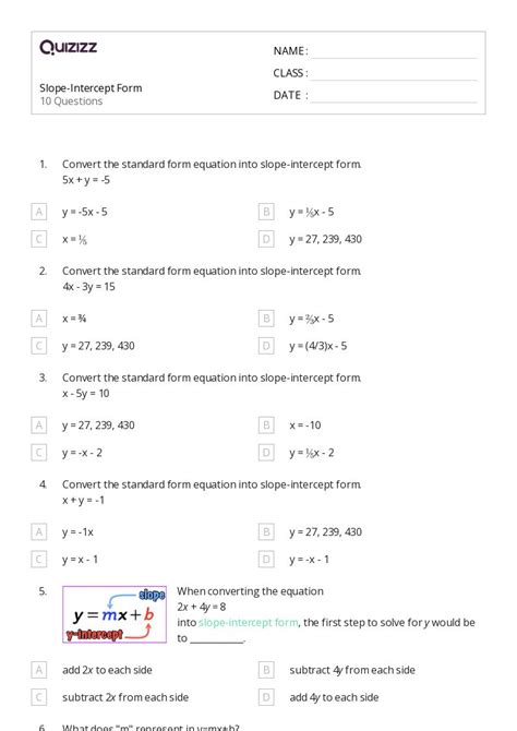 Writing Equations In Slope Intercept Form From Standard Form