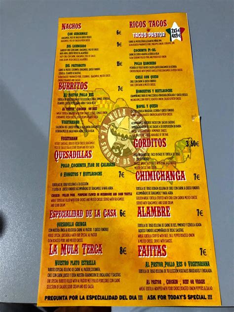 La Mula Terca Mexican And Tacos Menus Reviews And Photos Mojácar Life