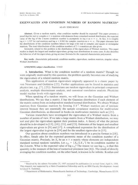 Eigenvalues And Condition Numbers Of Random Matrices Pdf