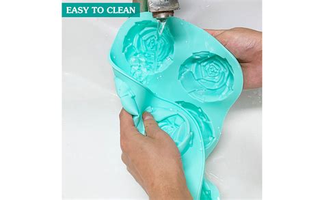 Yucool Silicone Rose Molds For Handmade Soap 6 Cavity Non Stick Rose Flower Ice