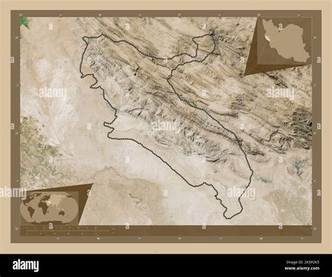 Ilam Province Of Iran Low Resolution Satellite Map Corner Auxiliary