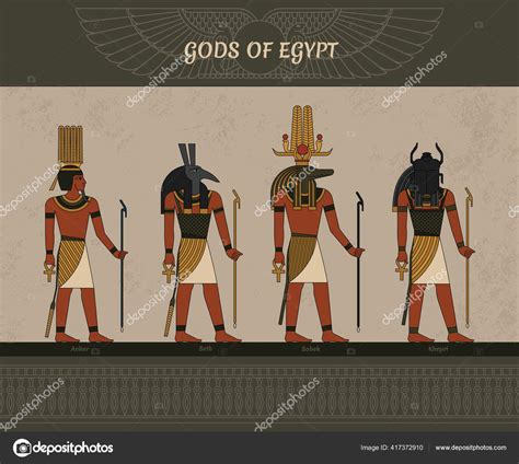 Vector Illustration Symbols Of Ancient Egypt Egyptian Winged Sun Gods