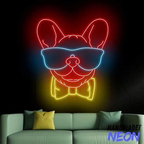 French Bulldog With Sunglasses Neon Sign French Bulldog Led Sign