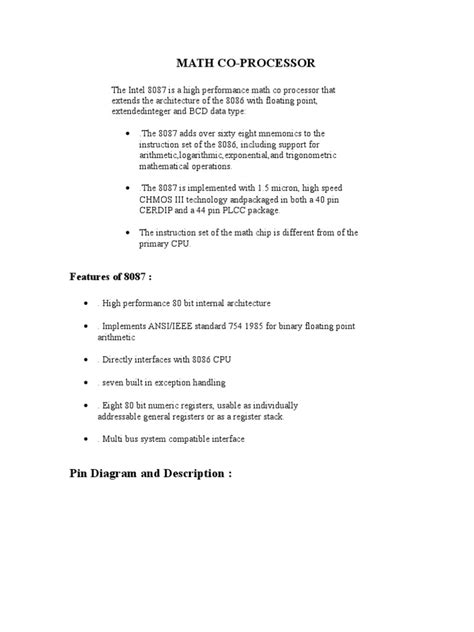 math coprocessor pdf input output electronic design