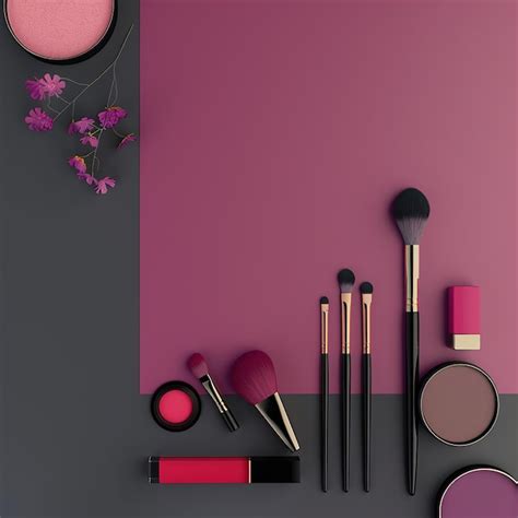 3d Rendered Photos Of Make Up Background With Copy Space For Text Colored Background Premium