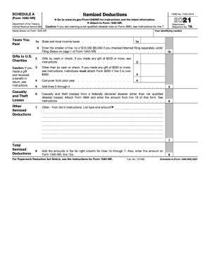 Irs 1040 Nr Schedule A 2021 2026 Fill And Sign Printable Template