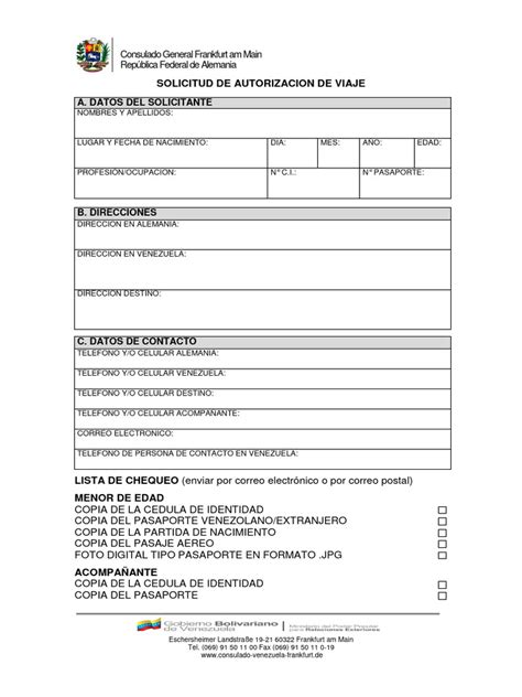 Planilla Solicitud De Autorizacion De Viaje Pdf