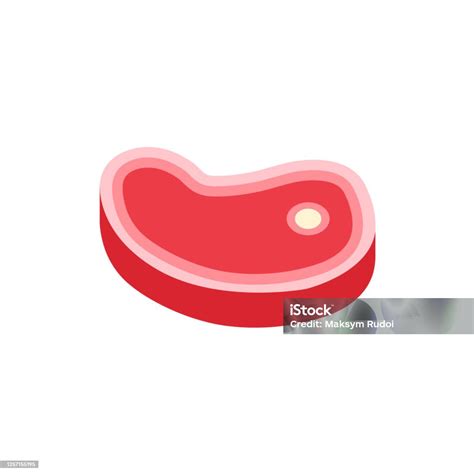 고기 플랫 스테이크 아이콘 흰색 배경에 고립 된 벡터 일러스트 고기에 대한 스톡 벡터 아트 및 기타 이미지 고기 구이 굽기 Istock