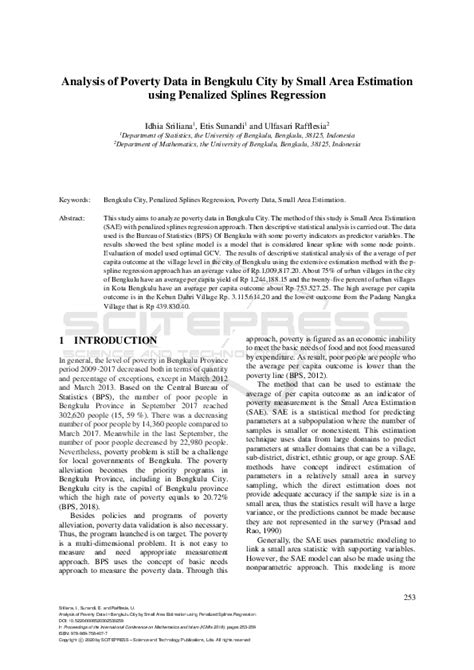 Pdf Analysis Of Poverty Data In Bengkulu City By Small Area