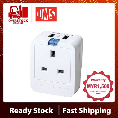 [surge Protect] Ums Sirim Approved Multi Adaptor Ma213 Usb 3 Pin Plug Uk 3 Pin Malaysia Power