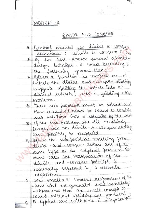 Ada Module 2 Notes On Divide And Conquer Algorithms Studocu