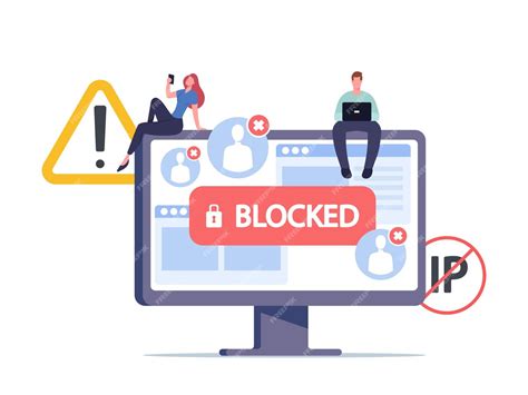 Premium Vector Censorship Blocking Or Ransomware Activity Security Tiny Male And Female