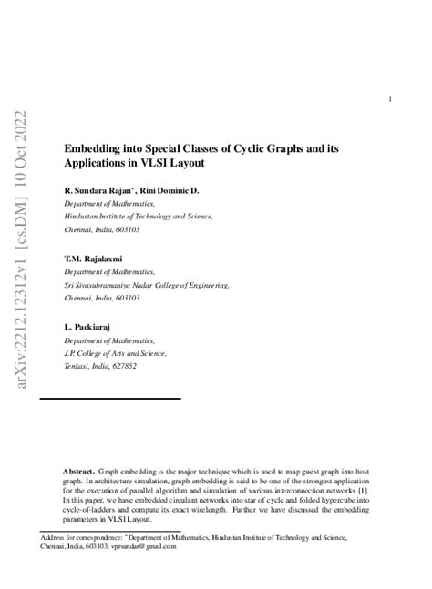 Pdf Embedding Into Special Classes Of Cyclic Graphs And Its Applications In Vlsi Layout